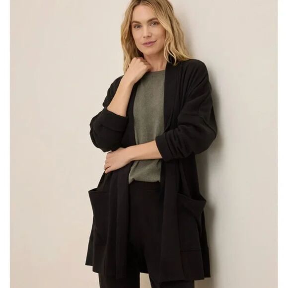 Pact | Sweaters | Pact Organic Cotton Black Airplane Wrap Cardigan Size ...